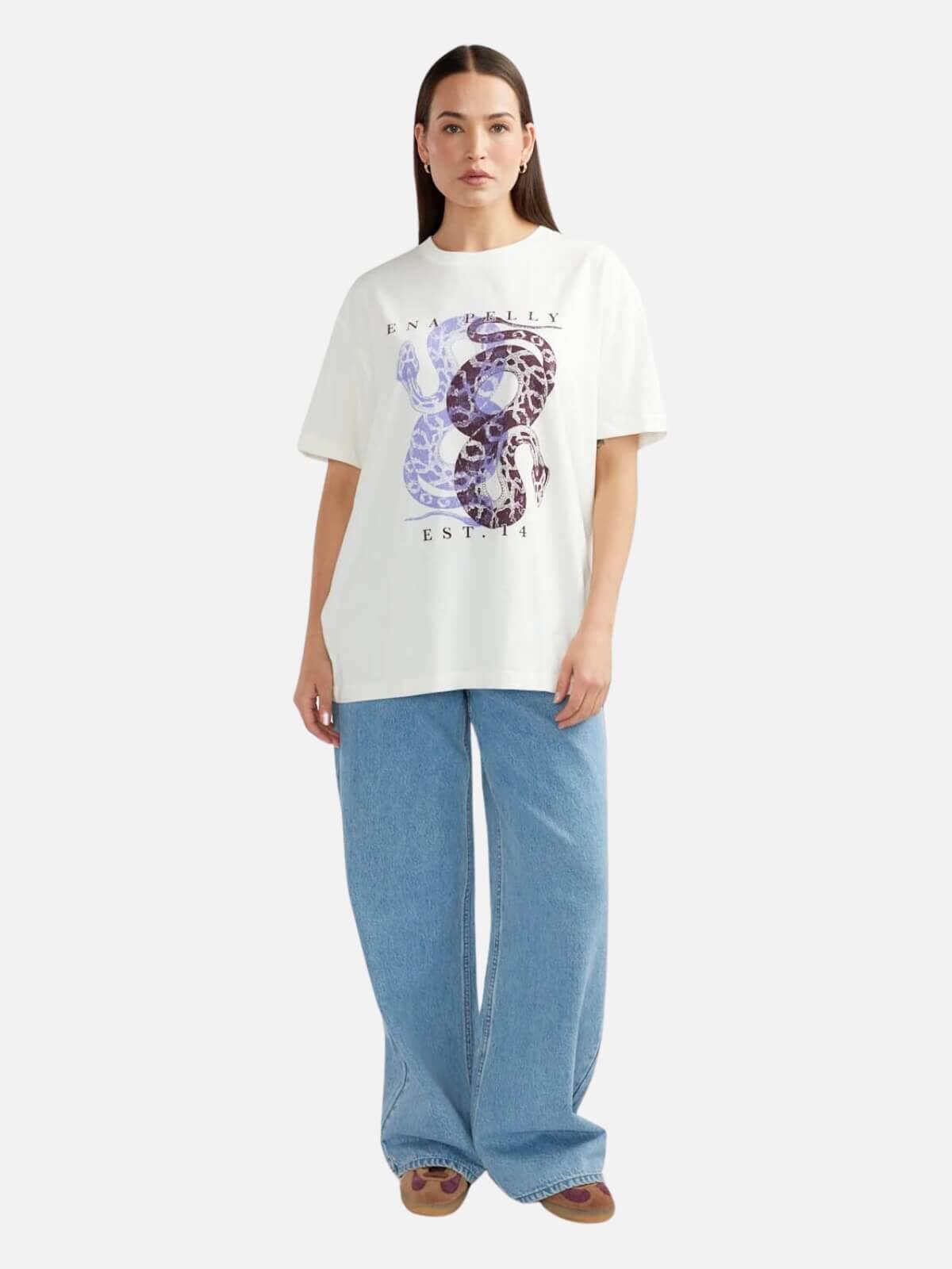 Ena Pelly | Dual Snakes Tee - Vintage White | Perlu