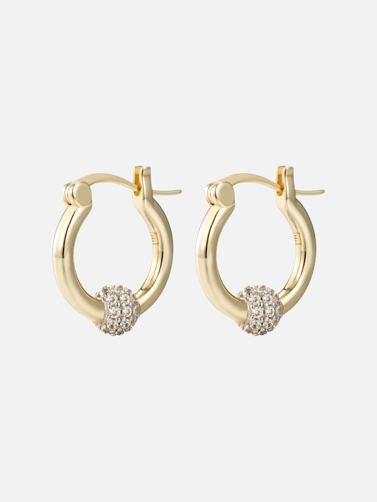 F+H | Neutron Gemstone Ball Hoops: Brass + 18K Gold + Topaz | Perlu