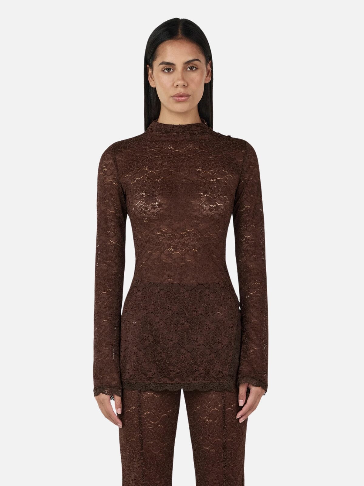Ownley | Clive Lace Top - Chocolate | Perlu